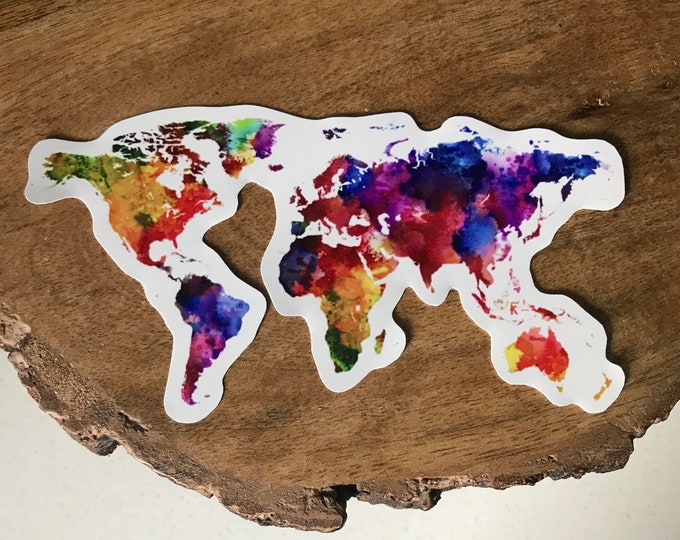 World Map Sticker, Continents Sticker, Travel Sticker, Laptop Decal ...
