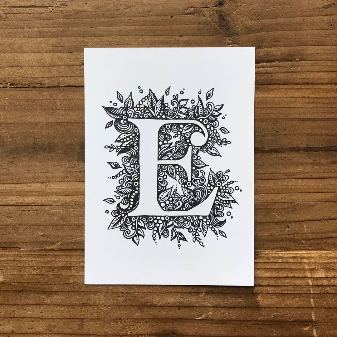 Letter E Illustration, Letter E Drawing, Monogram Art, Typography Art ...
