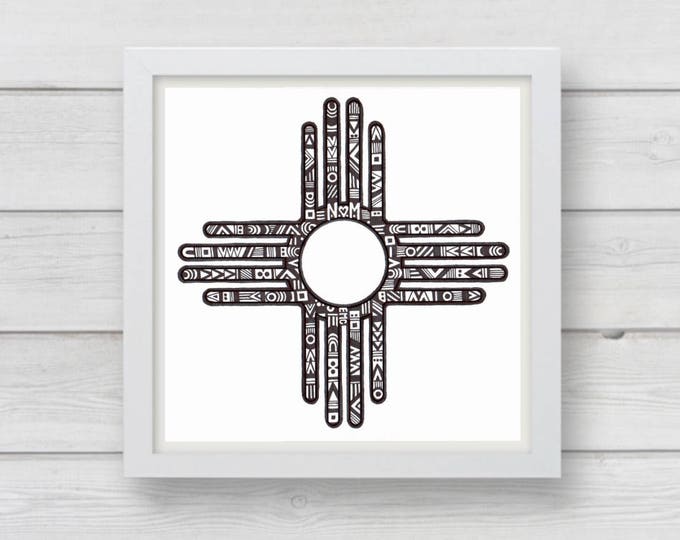 New Mexico Zia Printable, New Mexico Zia Art Print, New Mexico Flag, NM ...