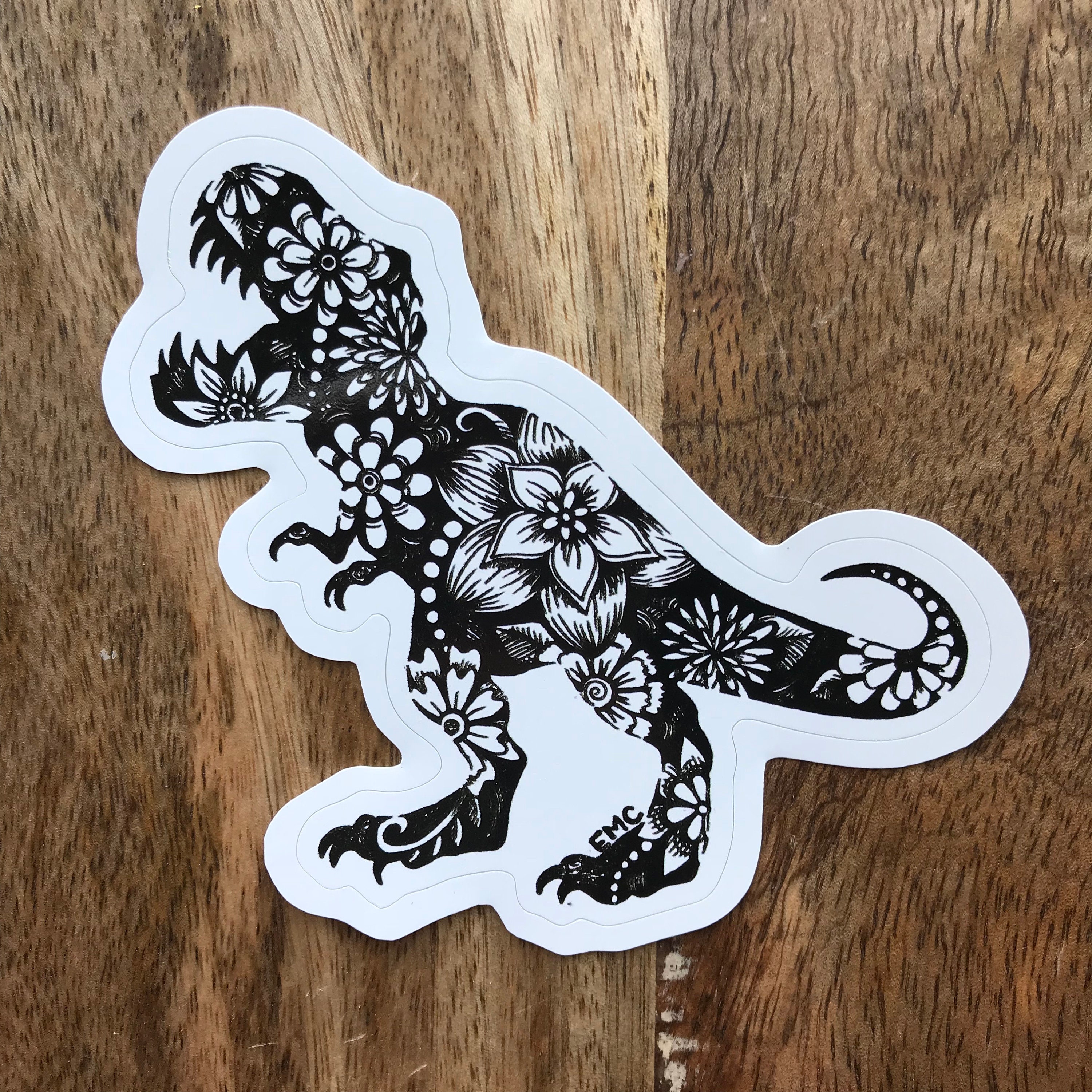 Tyrannosaurus Rex Sticker, Dinosaur Sticker, T Rex Sticker, Floral T ...