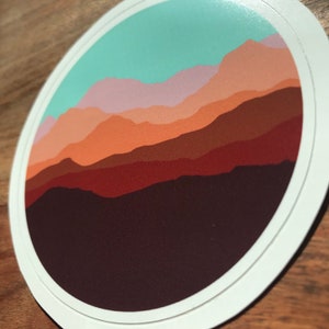 Colorful Mountain Sticker, Mountain Range Sticker, Mountain Lover ...