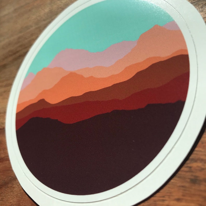 Colorful Mountain Sticker, Mountain Range Sticker, Mountain Lover ...