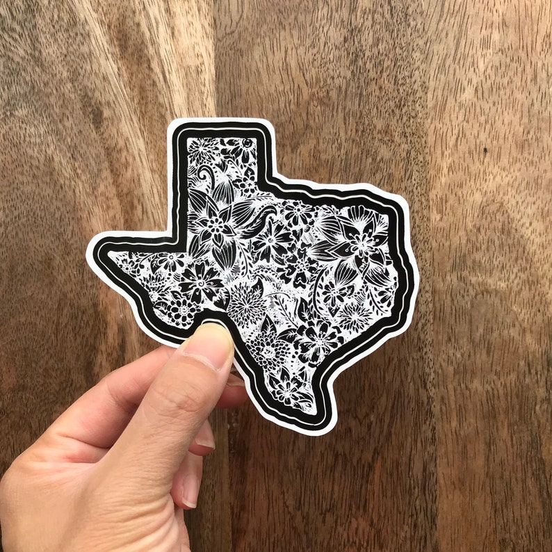 Texas Decal, Floral Texas Decal, Texas Sticker, Laptop Sticker, Texas ...