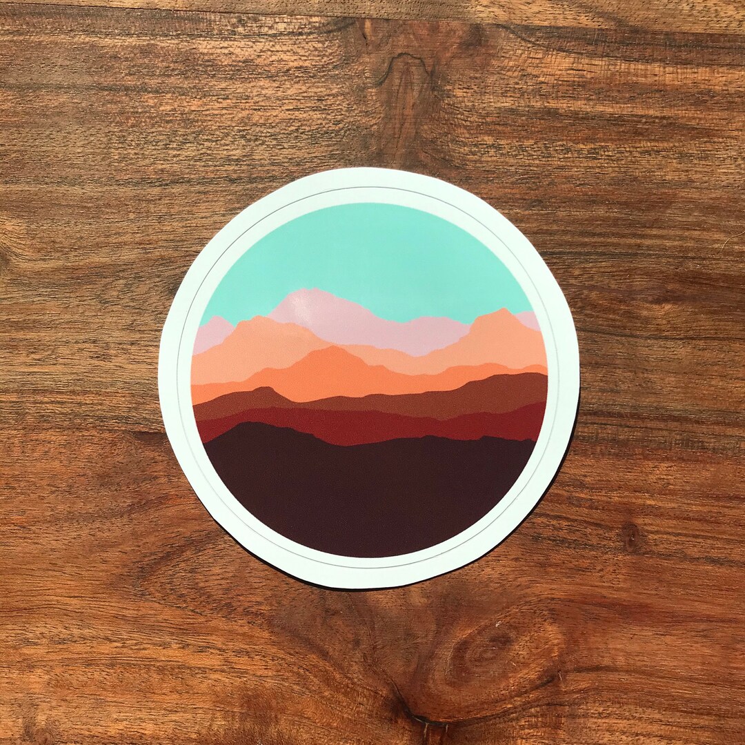 Colorful Mountain Sticker, Mountain Range Sticker, Mountain Lover ...