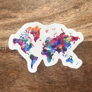 World Map Sticker, Continents Sticker, Travel Sticker, Laptop Decal ...