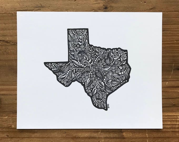 Texas State Drawing, Texas Map Art, Texas Wall Art, Texas Pride, Texas ...