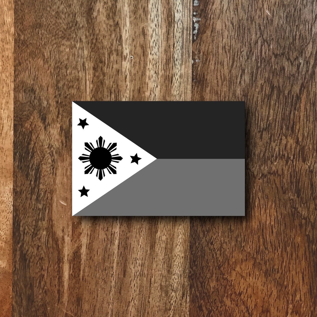 Philippines Flag Sticker, Black and White Philippine Flag, Philippines ...
