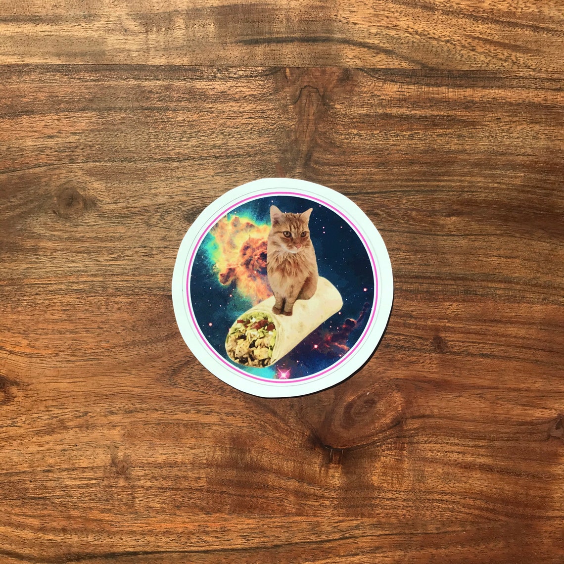 Space Cat on Burrito Sticker Galaxy Cat Sticker Funny - Etsy