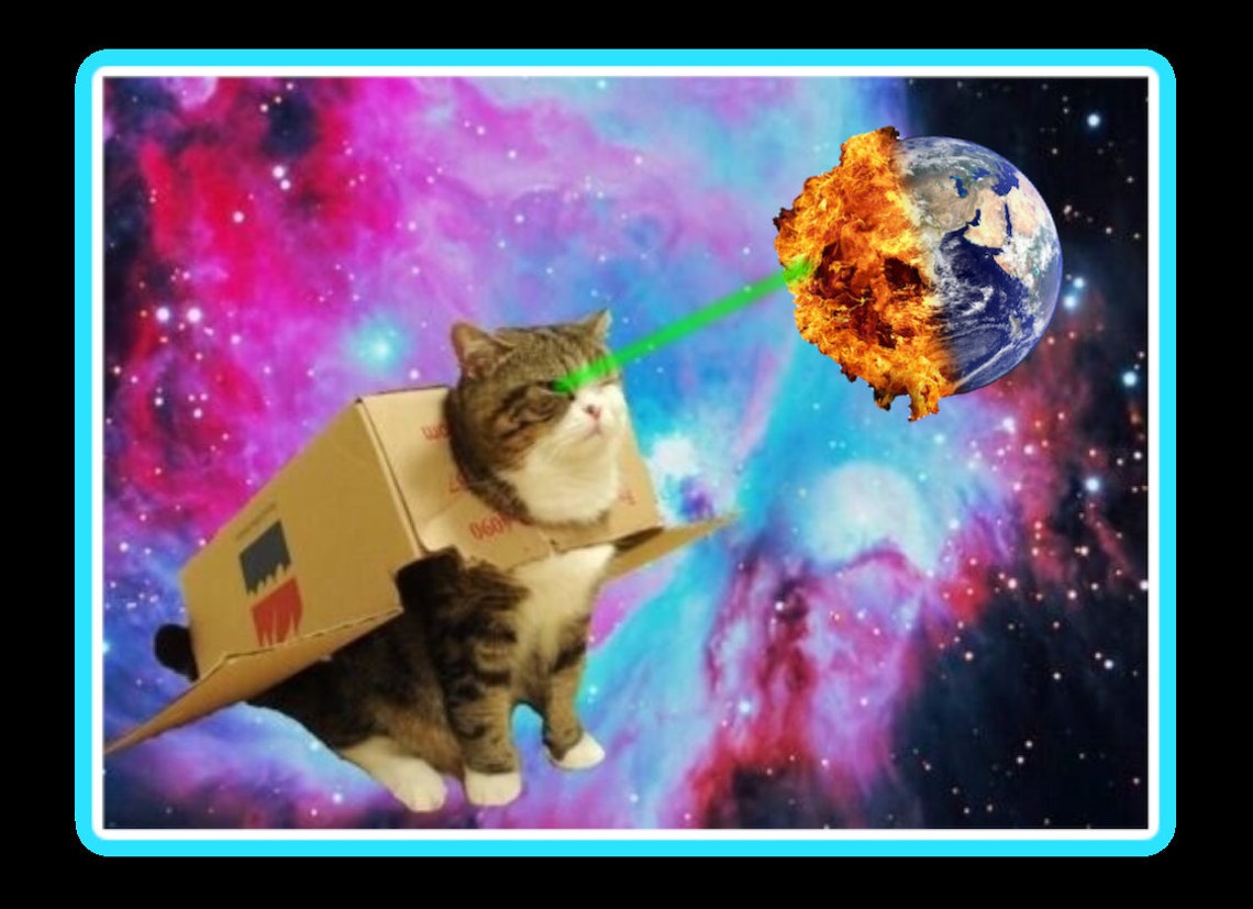 Space Cat Destroying Earth Galaxy Cat Destroying Earth Cat | Etsy