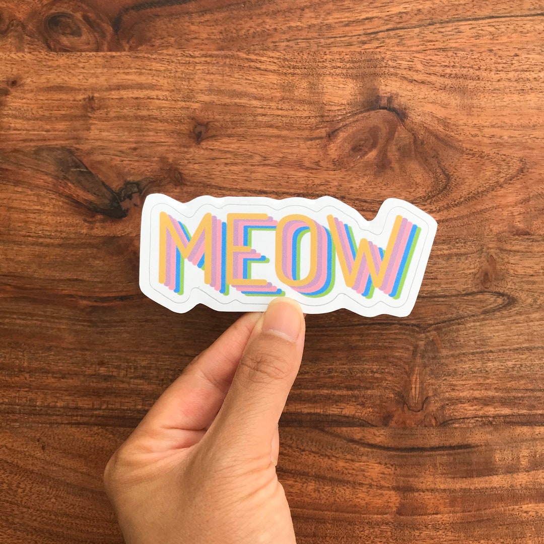 Meow Sticker Meow Decal Cat Sticker Laptop Sticker Car - Etsy