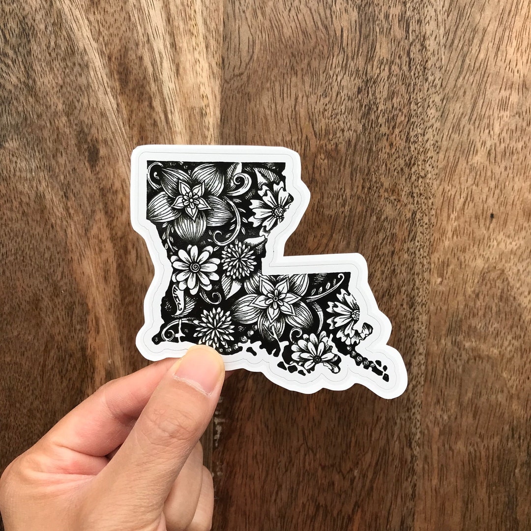 Louisiana Sticker, Louisiana Decal, Floral Louisiana Sticker, Laptop ...