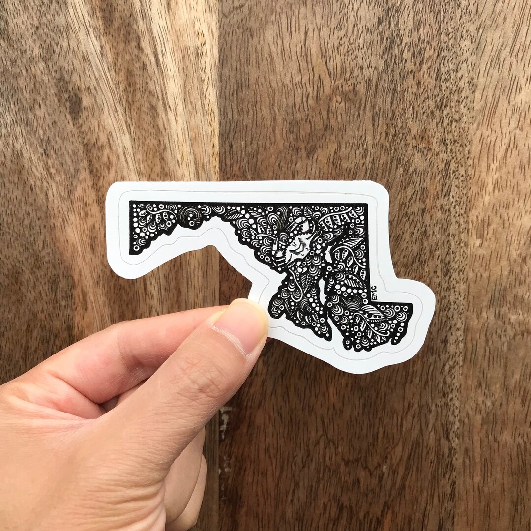Maryland Sticker, Maryland Decal, Maryland Floral Sticker, Maryland ...