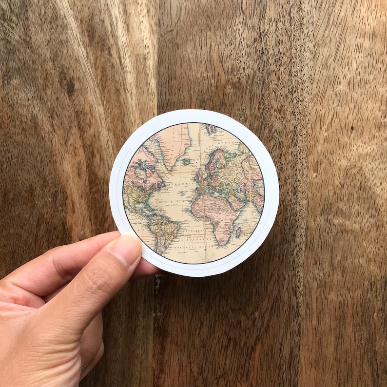Vintage World Map Sticker Vintage Map Sticker Vintage Globe - Etsy UK