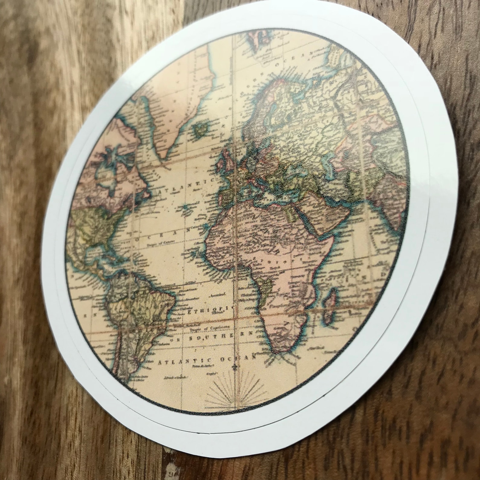 Vintage World Map Sticker, Vintage Map Sticker, Vintage Globe Decal ...