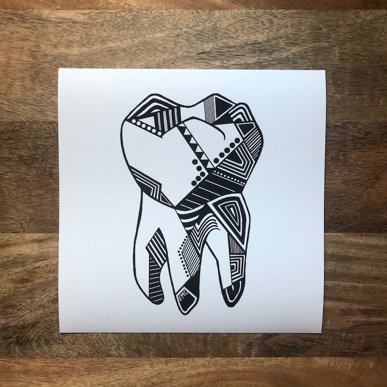 Tooth Art Print, Dental Office Art, Tooth Wall Art, Tooth Wall Decor ...