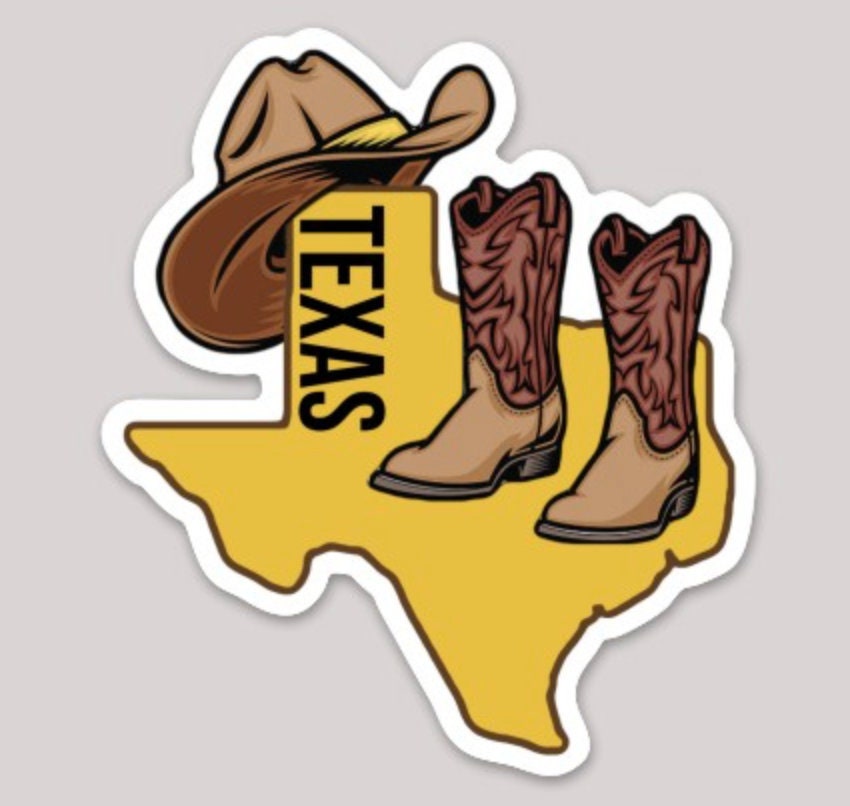 Texas Cowboy Sticker Texas Sticker Cowboy Sticker Boots | Etsy
