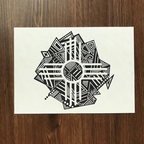 New Mexico Zia Symbol Art Print New Mexico Zia New Mexico | Etsy