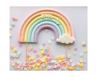 Rainbow cake topper | Etsy