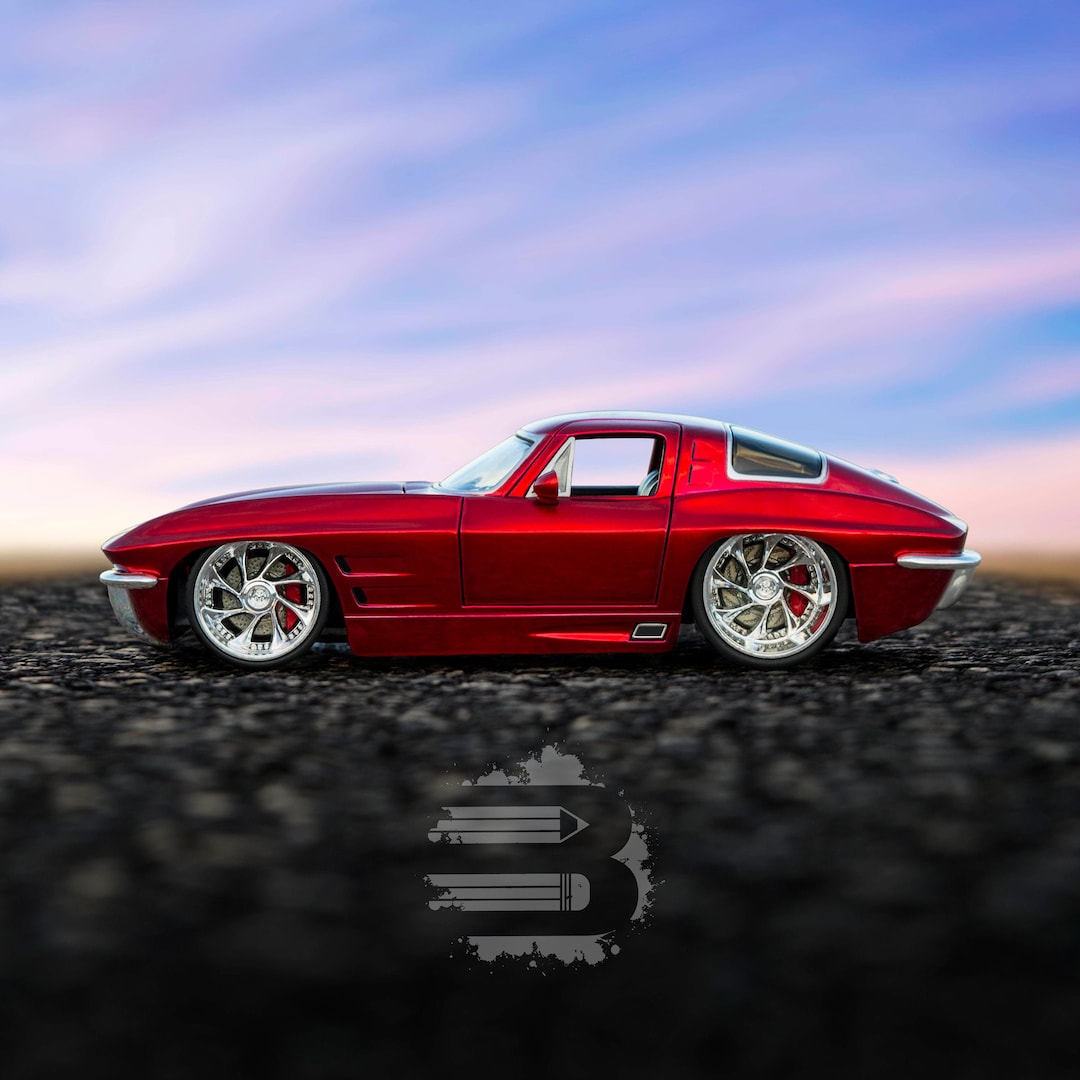 Vintage 1963 Chevrolet Corvette Stingray, Classic Muscle Car, Digital ...