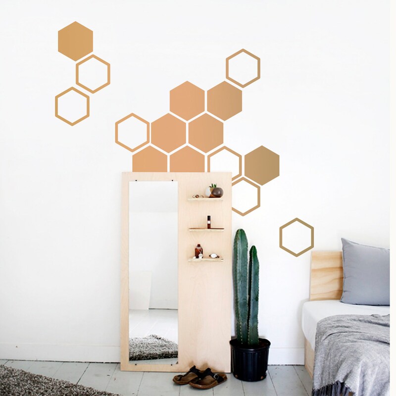 Hexagon Wall Decal - Etsy UK