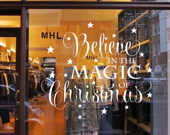 Christmas Window Sticker Believe in the Magic Christmas Shop - Etsy