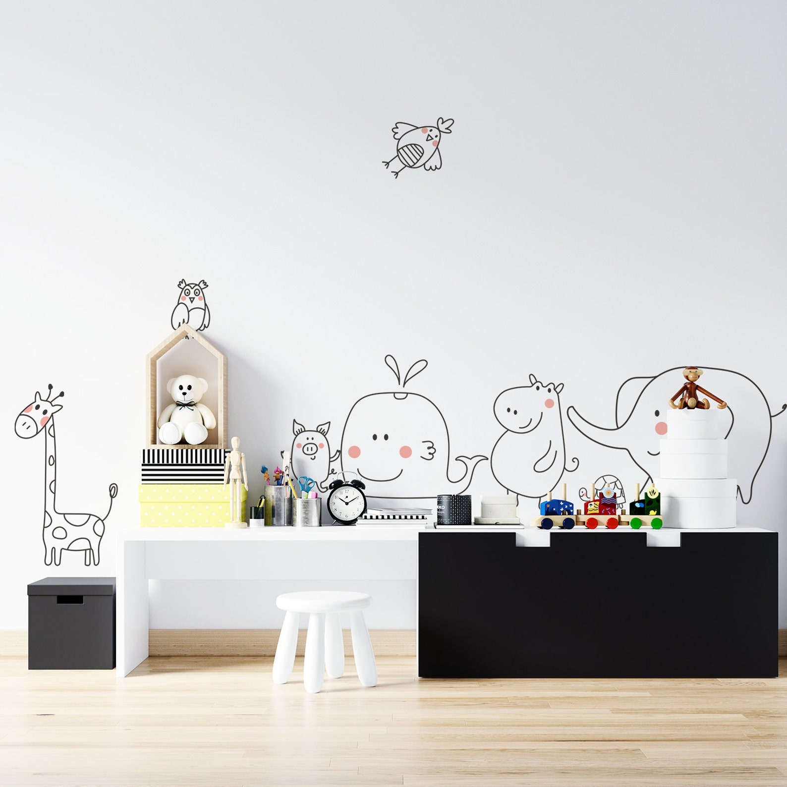 Cute Animals Wall Decals Cartoon Animals Vinyl Decal Kids - Etsy UK