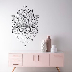 Mandala Wall Decal for Yoga Studio, Lotus Flower Decal, Yoga Stickers ...