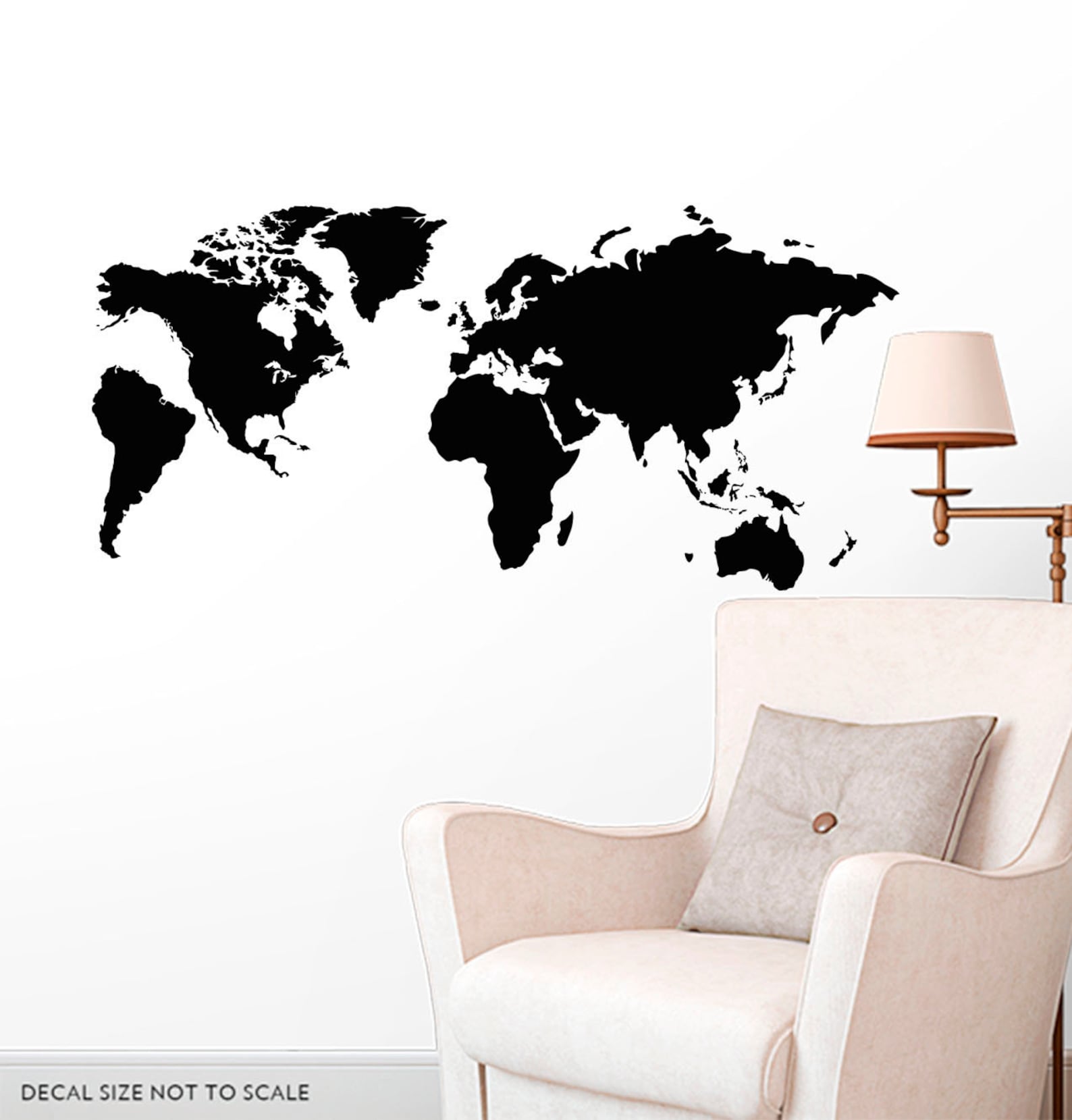 World Map Wall Decal Large World Map Sticker Office Decal - Etsy UK