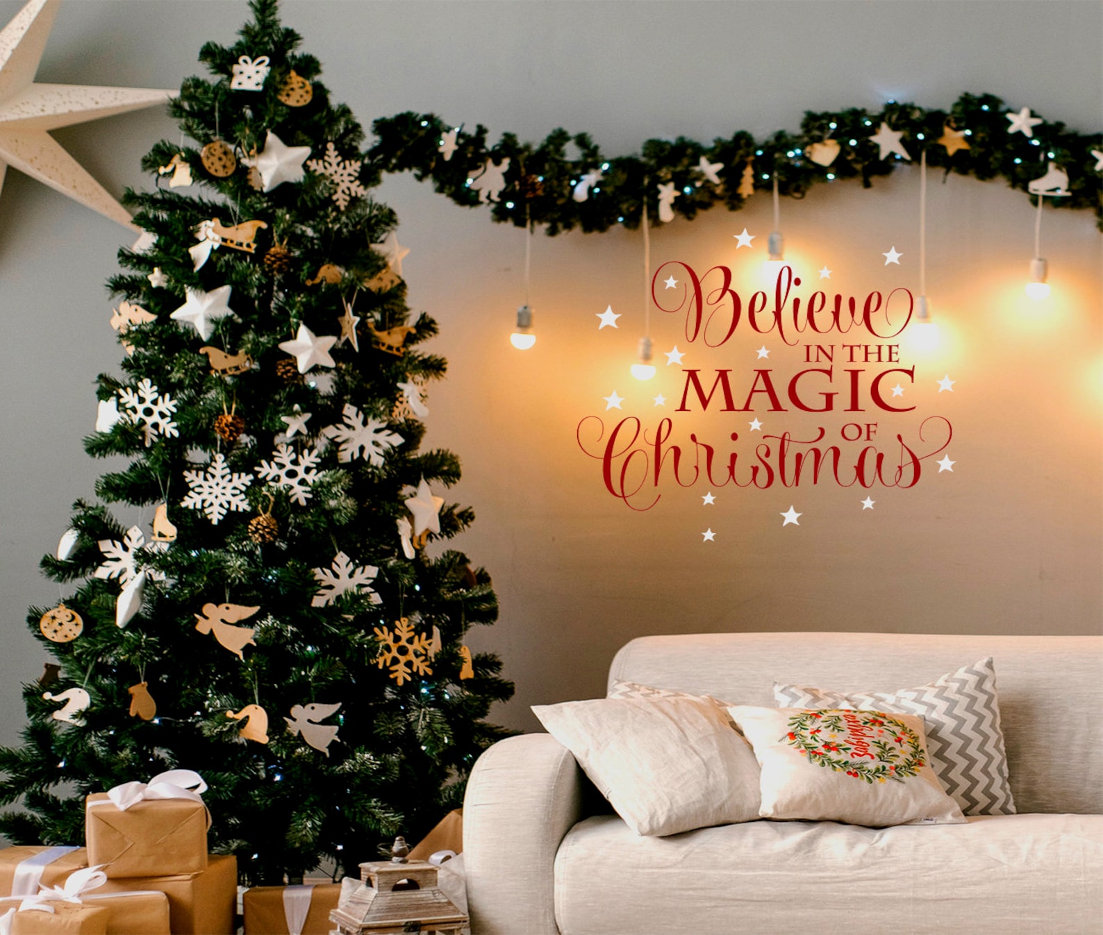 Christmas Window Sticker Believe in the Magic Christmas Shop - Etsy UK