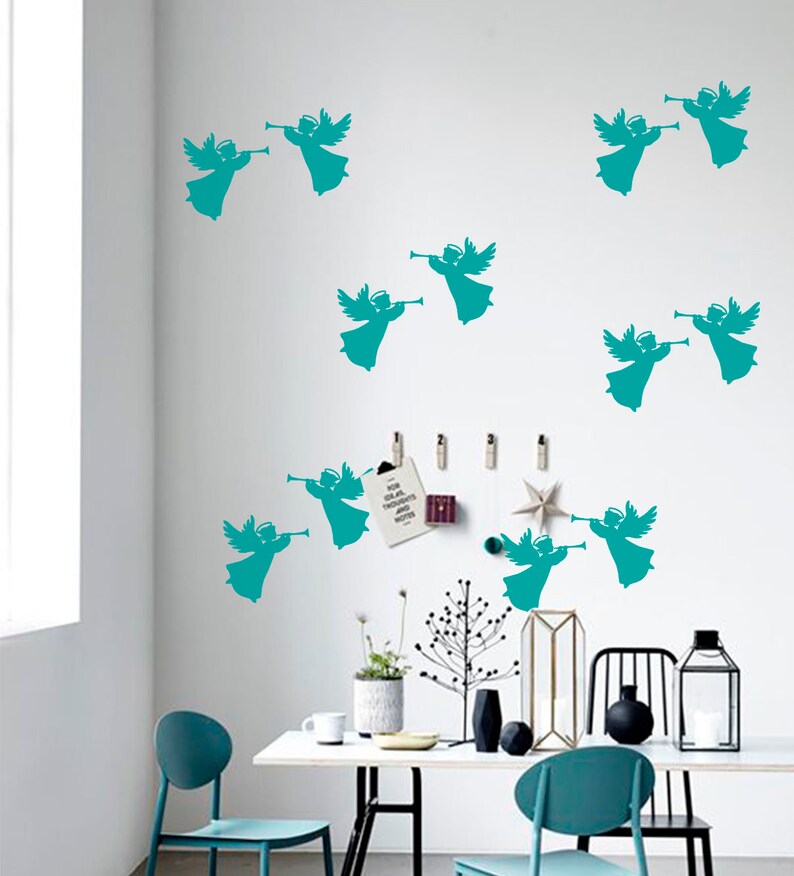 Gold Angel Decals, Nursery Wall Decal, Christmas Angels Sticker, Vinyl ...