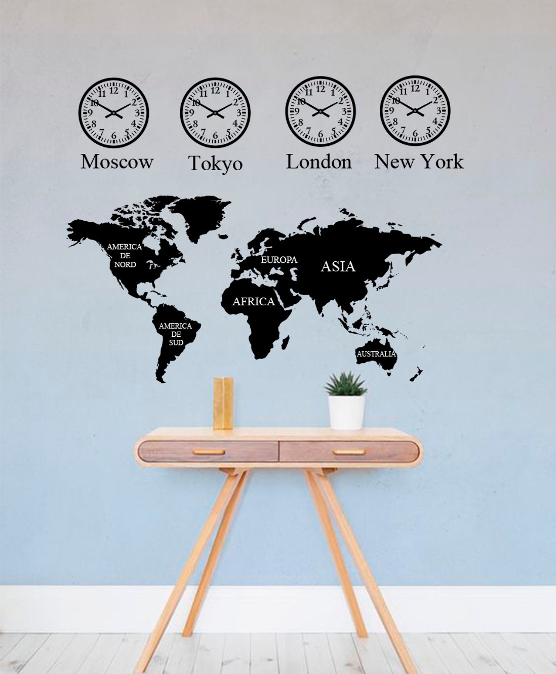 World Map Wall Decal Office Wall Decal World Map Sticker for | Etsy