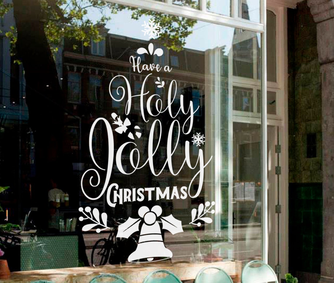 Christmas Tree Decals, Christmas Window Decal, Holy Jolly Christmas ...