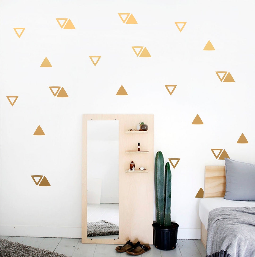 Triangle Wall Decal, Geometric Wall Decal, Gold Triangle Sticker for ...