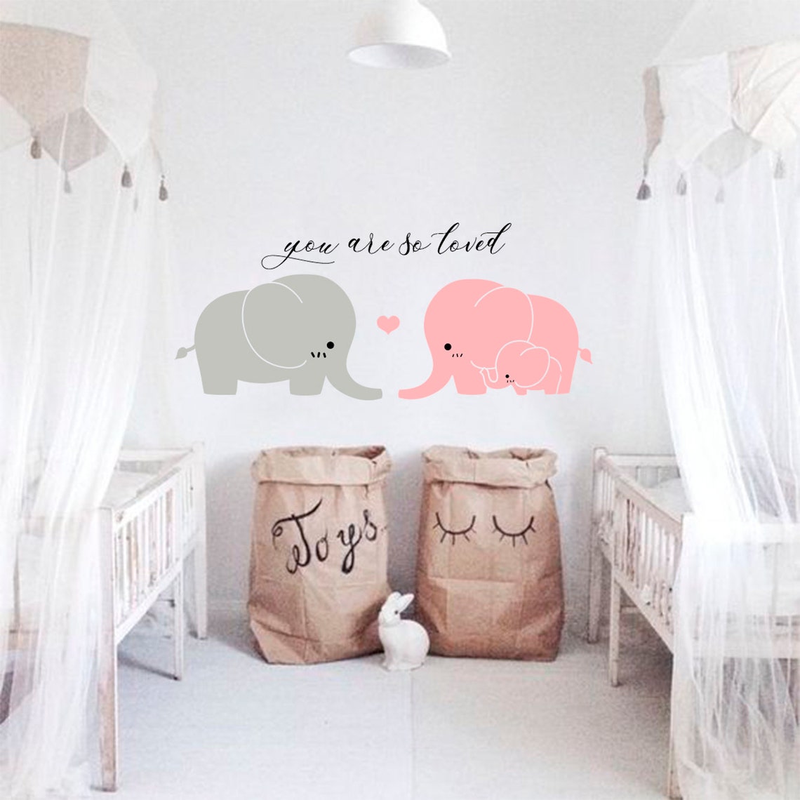 Elephant Wall Decal, Nursery Wall Decal, Kid Wall Stickers, Baby Girl ...