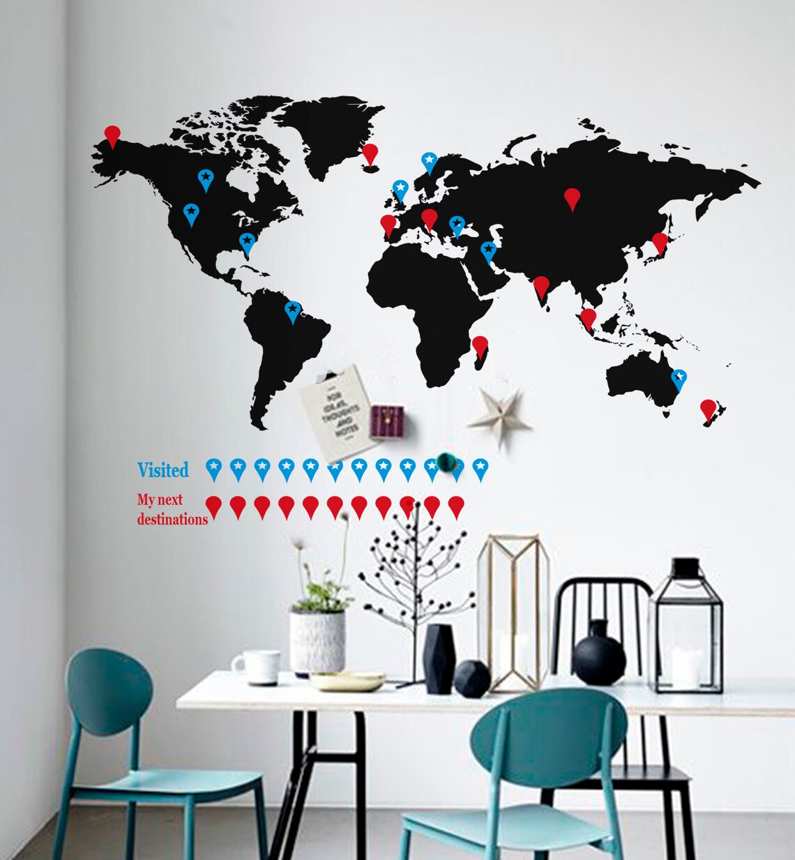 WORLD MAP Wall Decal Travel Wall Decal World Map Vinyl | Etsy UK