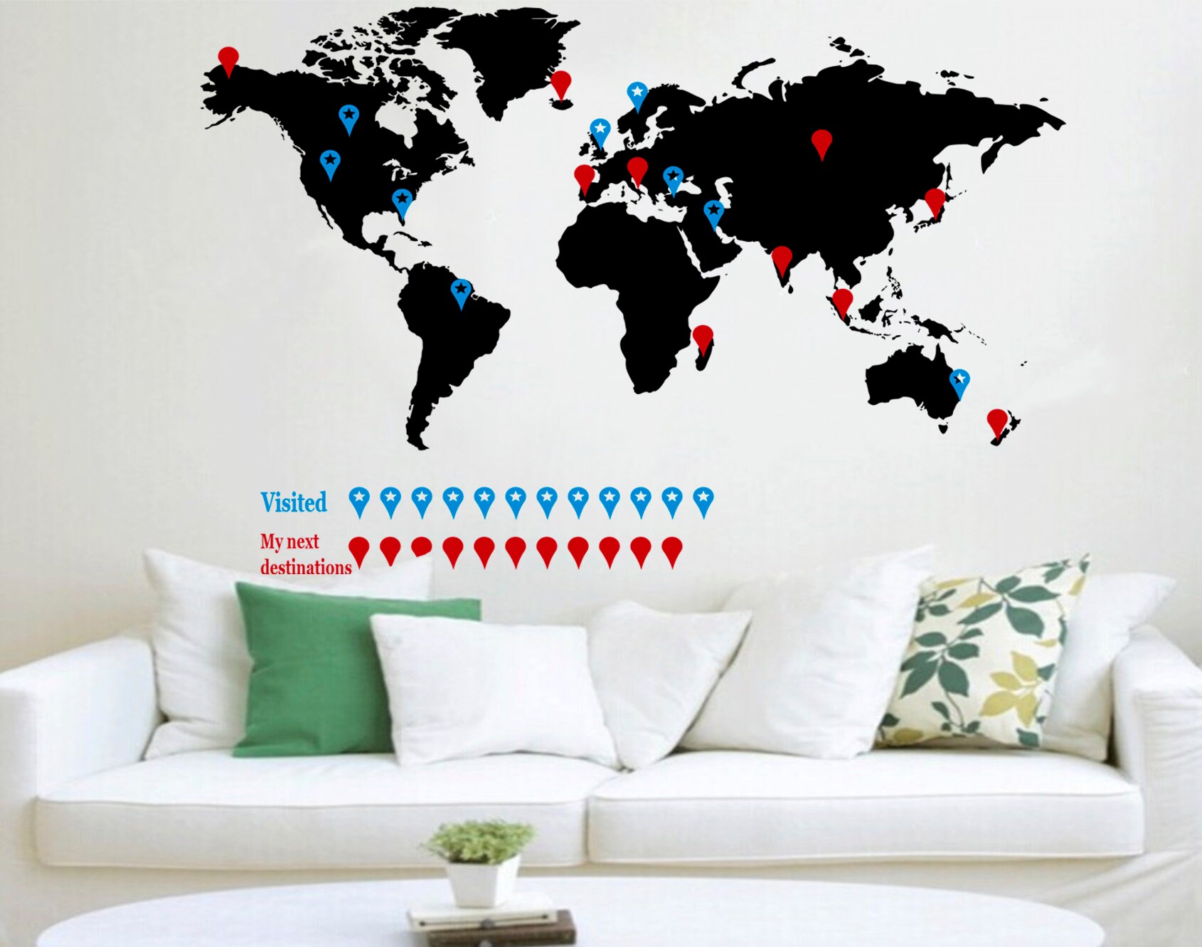 WORLD MAP Wall Decal Travel Wall Decal World Map Vinyl | Etsy UK