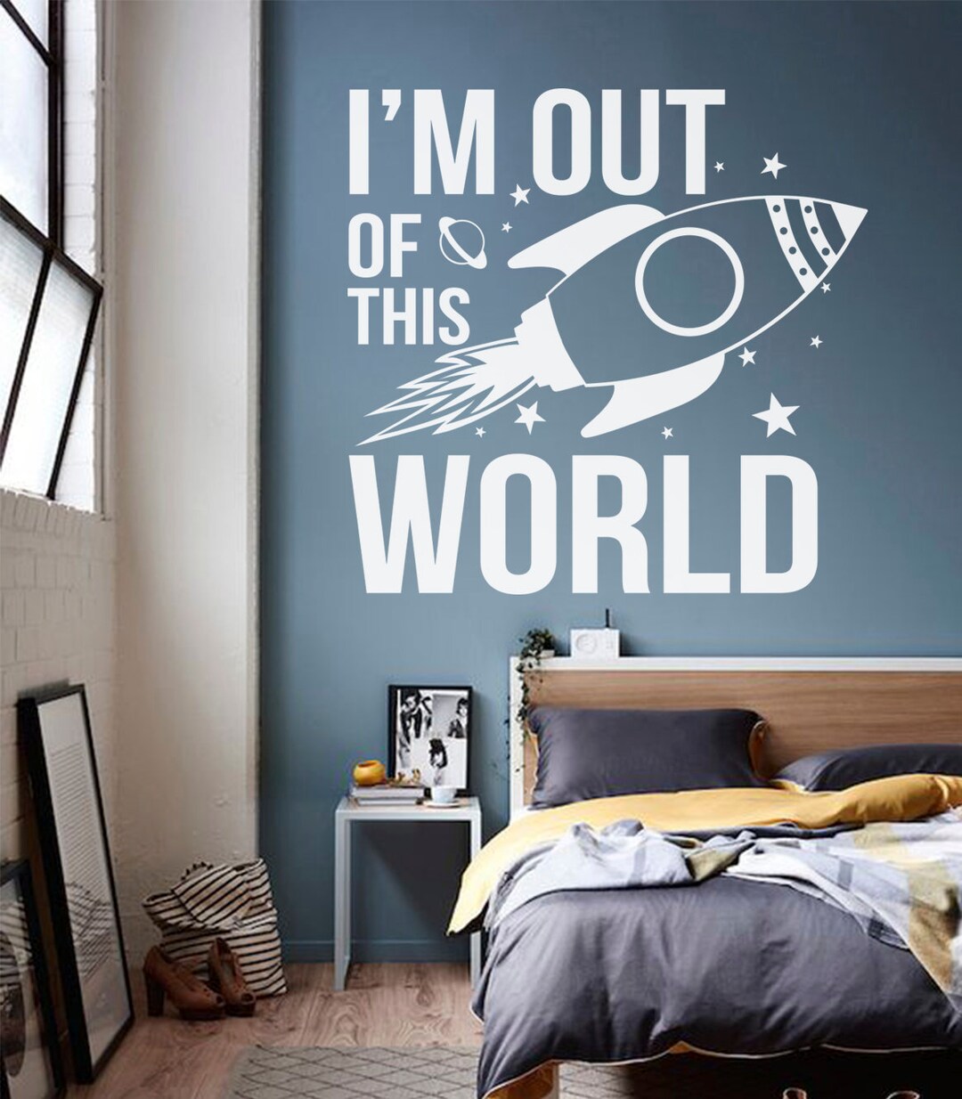 Outer Space Wall Decal, Space Rocket Decal for Boy Room Decor, Space ...