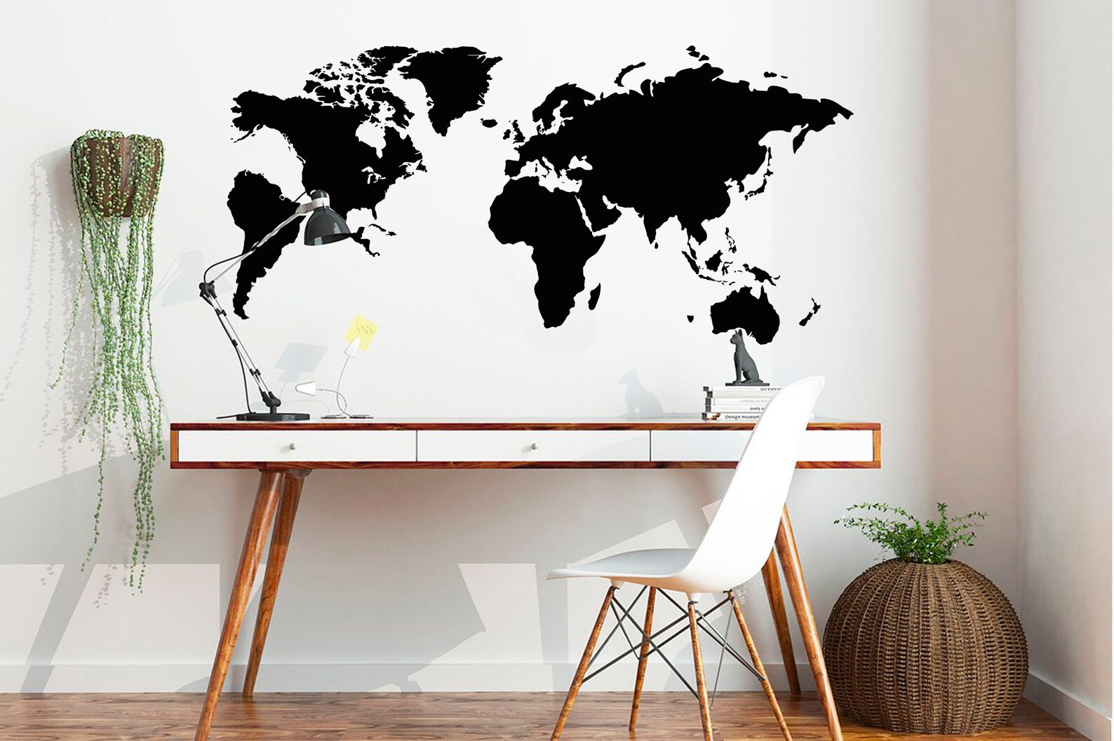 World Map Wall Decal, Large World Map Sticker, Office Decal, Travel ...