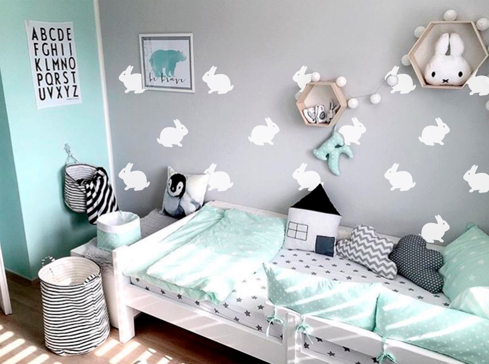 Rabbit Wall Decals Bunny Decals Animals Sticker for Kids | Etsy