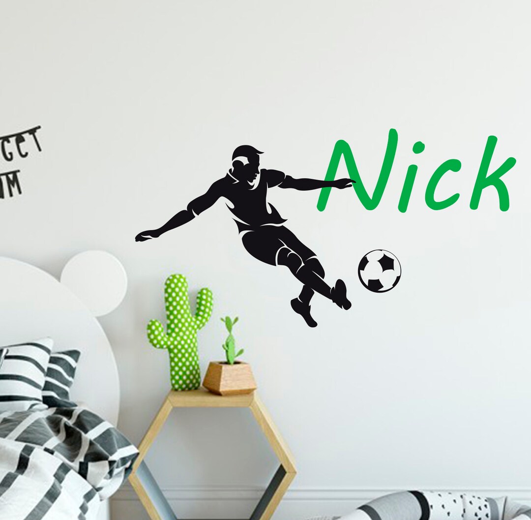 Soccer Wall Decal, Footballer Wall Decal, Boy Name Decal, Sports Boy ...