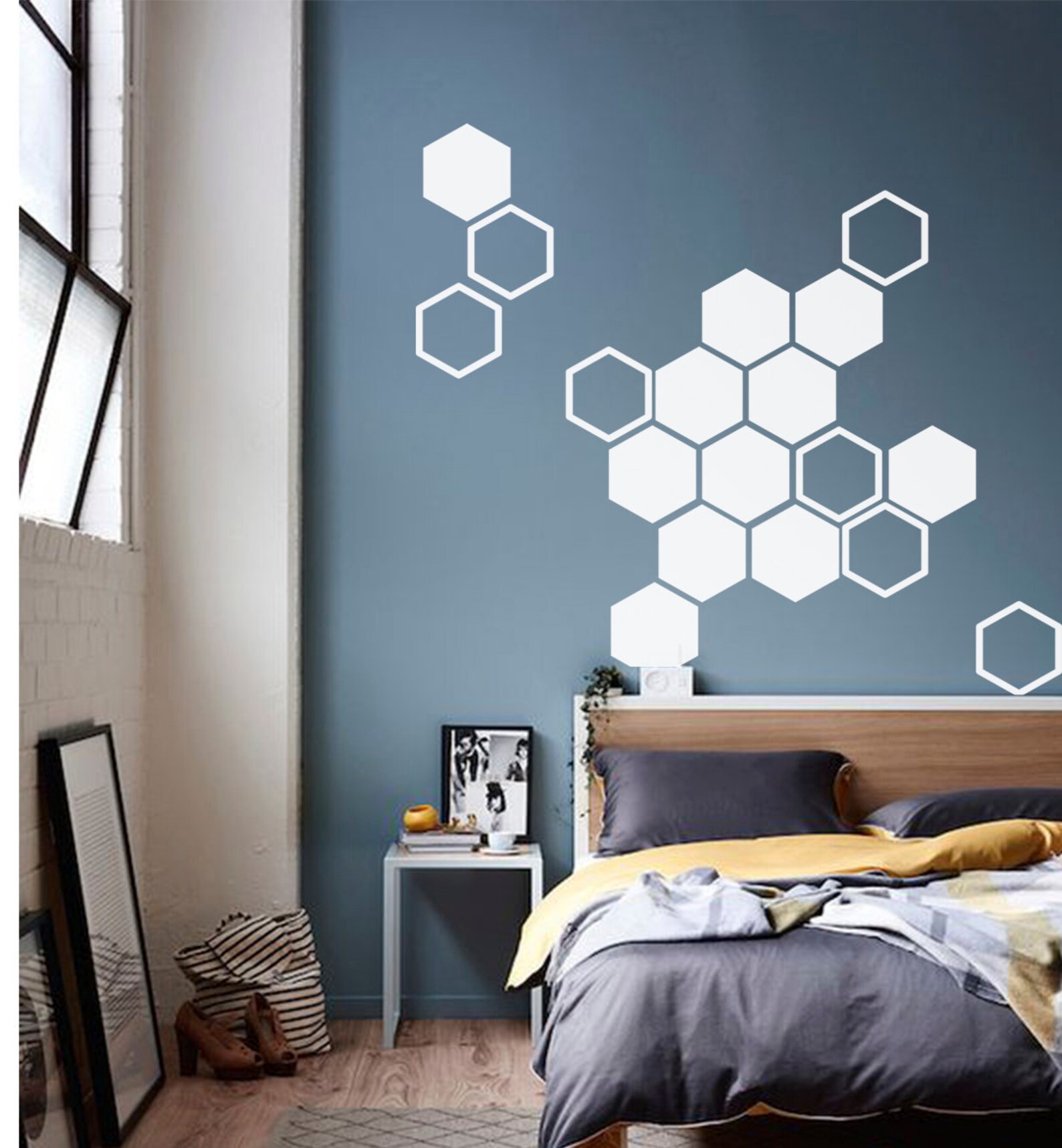 HEXAGON Honeycomb Wall Decals, Geometric Decal, Gold Honeycomb Stickers ...