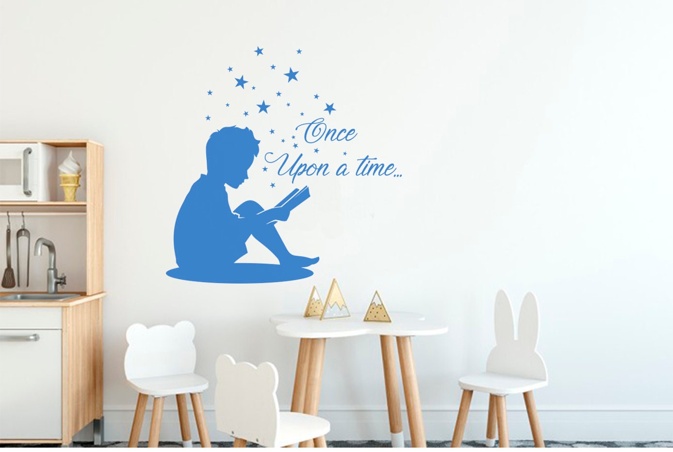 Reading Boy Wall Decal Once Upon a Time Decal Books Wall - Etsy UK