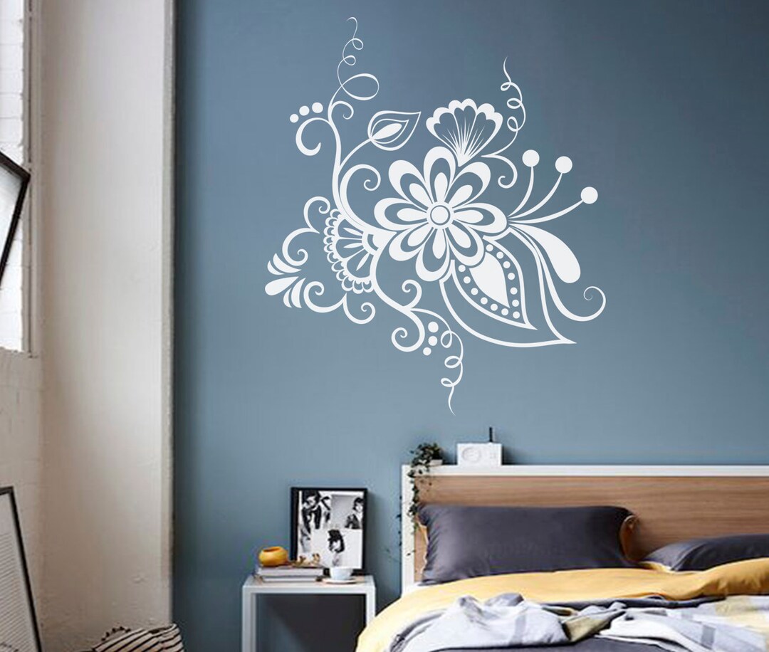 Boho Wall Decals, Flower Wall Decal, Yoga Vinyl Decals, Flower Vinyl ...
