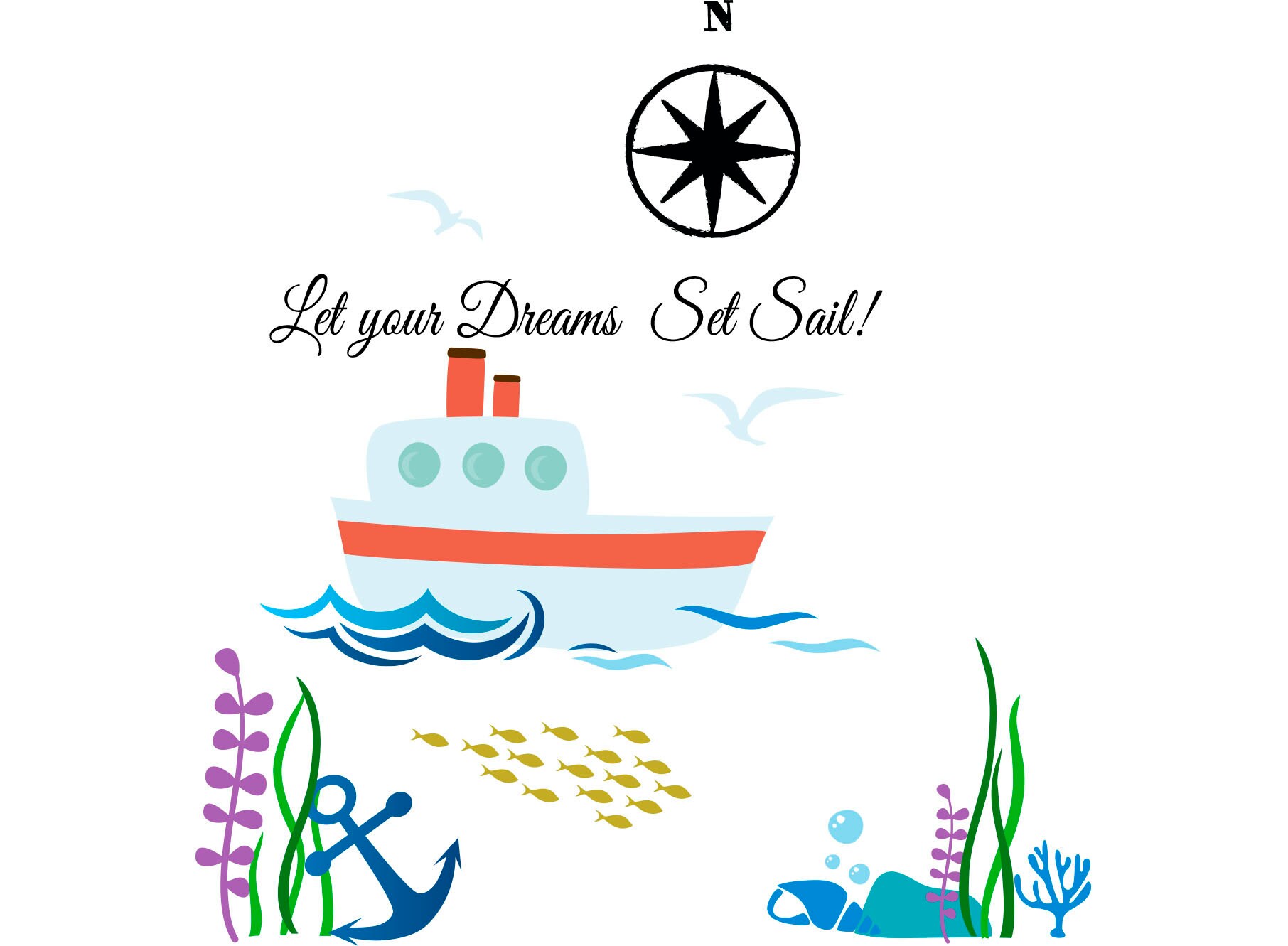 Nautical Wall Decal Ship Wall Sticker Underwater Decals for - Etsy