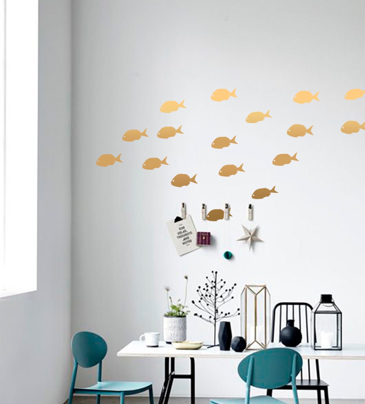 Gold Fish Wall Decal, Bathroom Decals, Sea Fish Stickers, Vinyl Wall ...