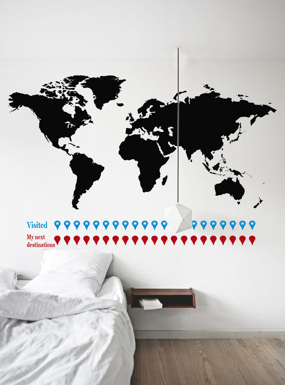 WORLD MAP Wall Decal, Travel Wall Decal, World Map Vinyl Sticker for ...