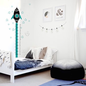Height Chart Decal, Growth Chart Ruler Sticker, Rocket Wall Decal for ...