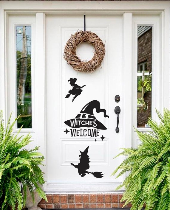 Halloween Door Decal Witches Welcome Door Vinyl Decal Happy | Etsy