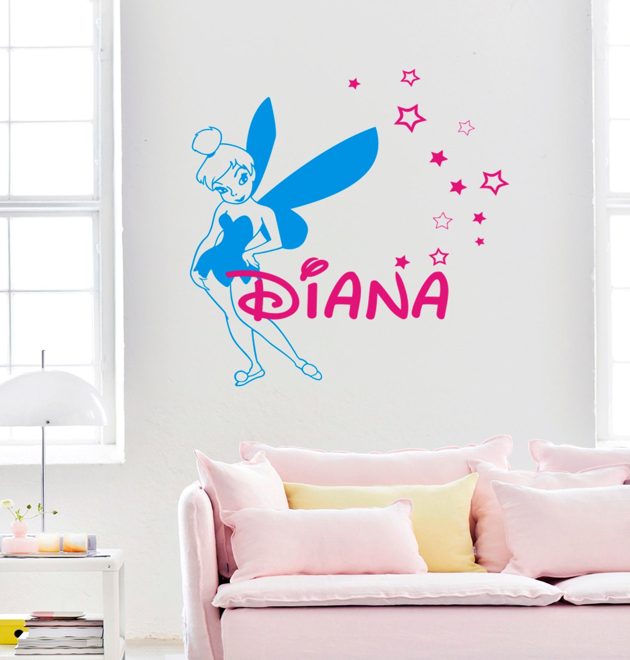 Tinkerbell Decal, Personalized Name Decal, Disney Wall Decal, Fairy ...