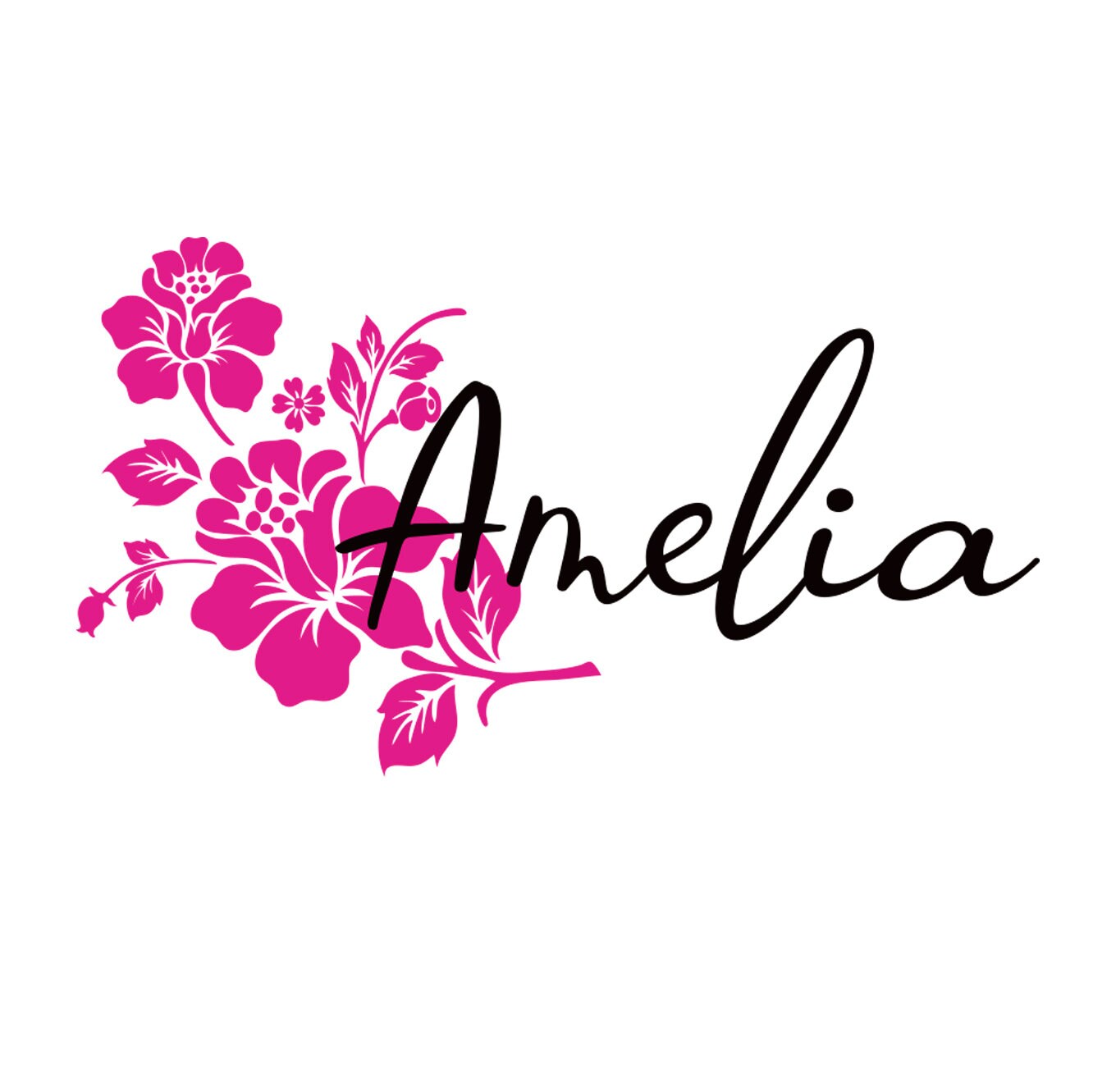 Rose Flower Wall Decal, Girl Name Decal, Baby Girl Name Wall Decal ...